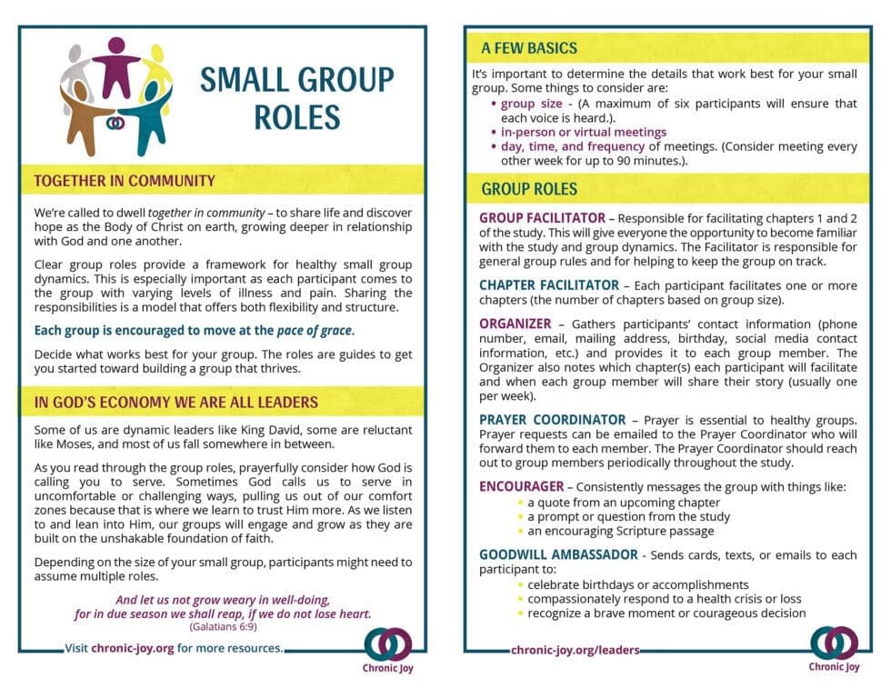 Being a Small Group Leader • Chronic Joy®