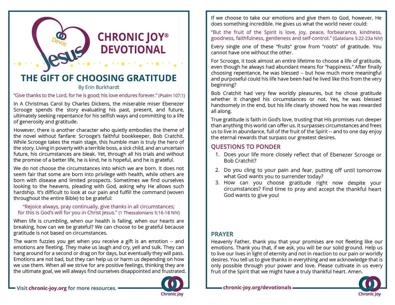 Chronic Joy® Printables • Devotionals