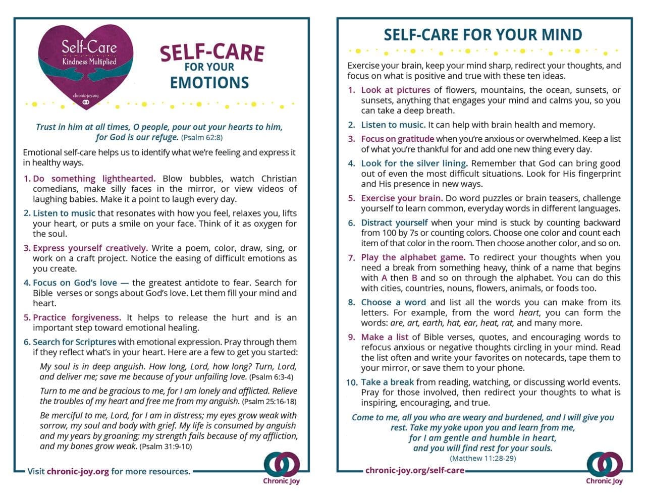 Self Care Kindness Multiplied Chronic Joy