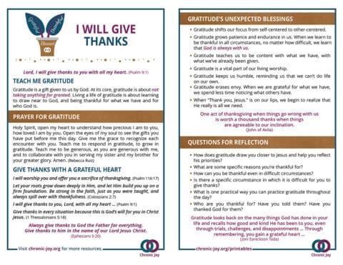 Gratitude Through Prayer • Chronic Joy®