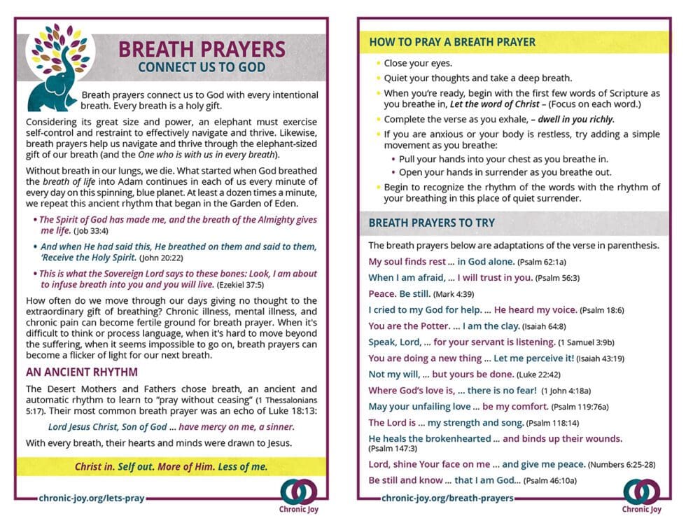Breath Prayers Connect Us with God • Chronic Joy®