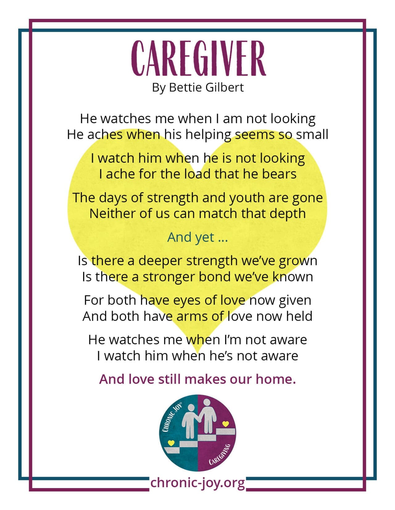 Caregivers walk their unique path through illness & pain. • Chronic Joy®