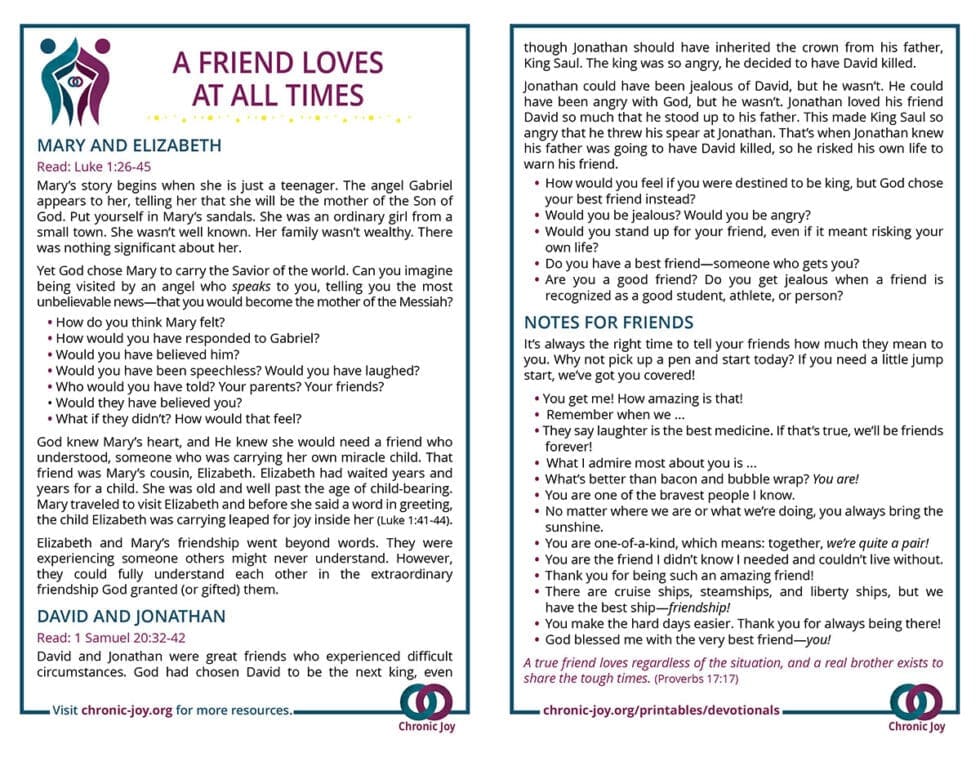 Chronic Joy® Printable Devotionals