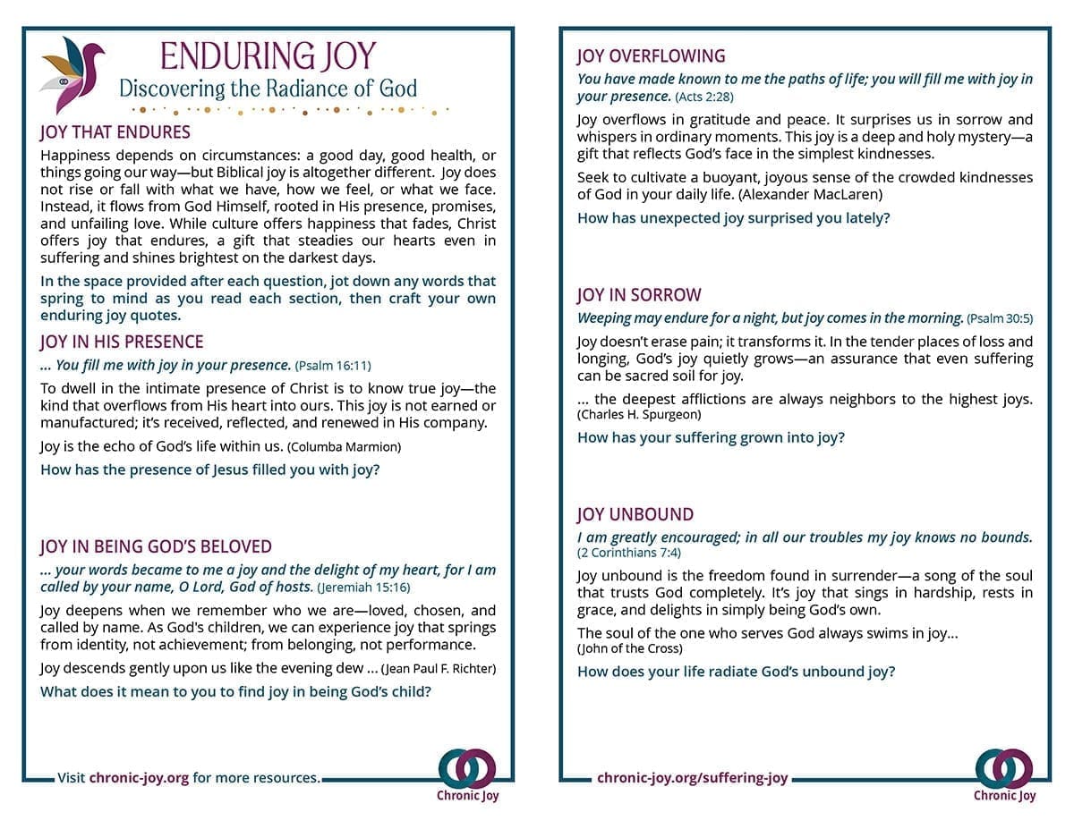 Suffering & Joy • Joy thrives amid suffering. • Chronic Joy®